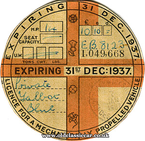 1930s car tax discs.