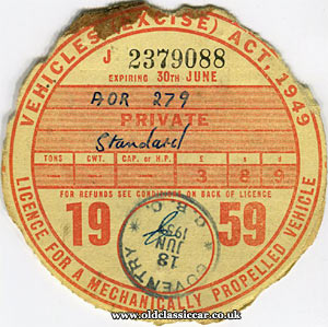 Car tax discs of the 1950s - a study in Velology.